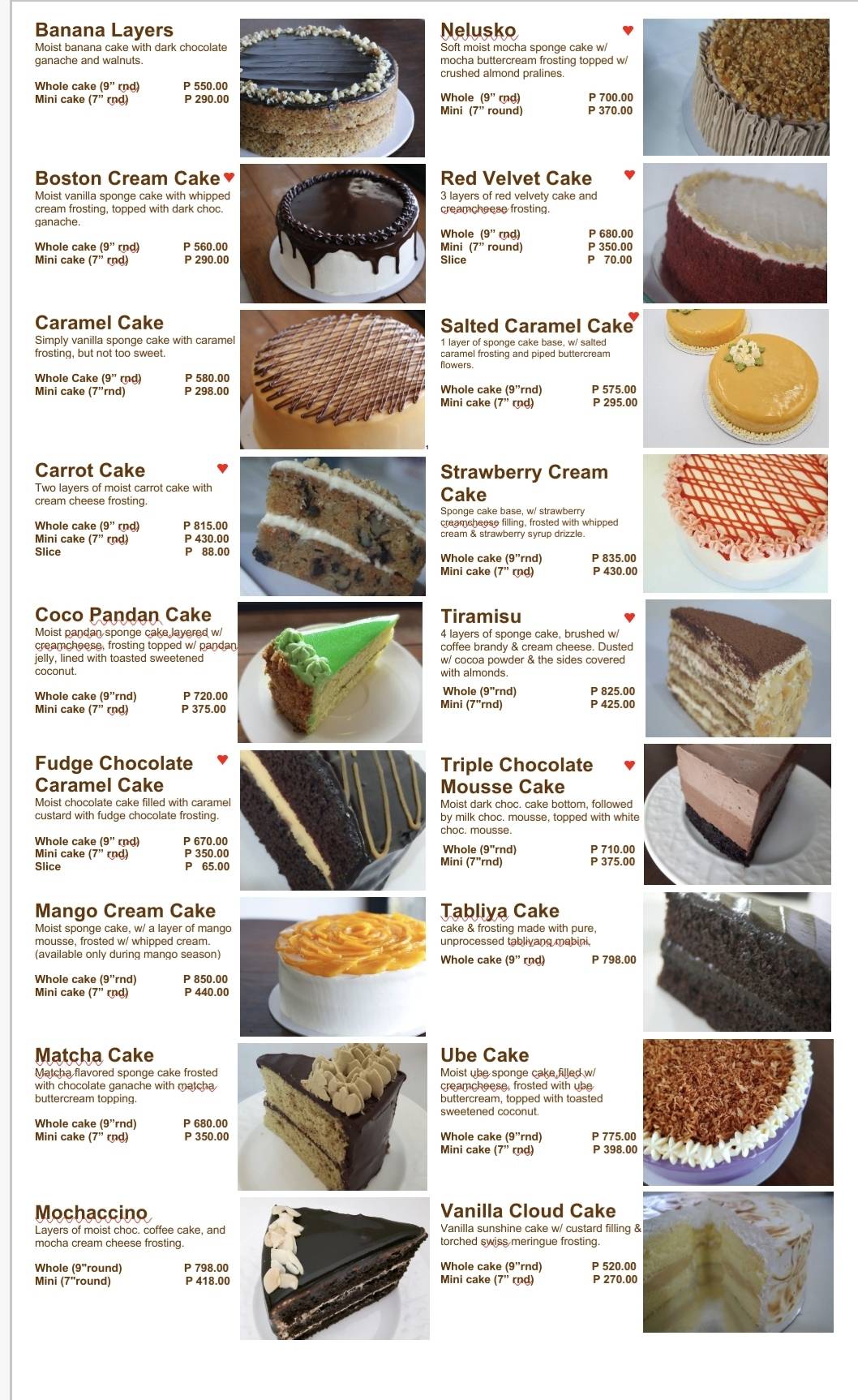 Menu at Ann's Home desserts, Batangas, Barangay Bolbok