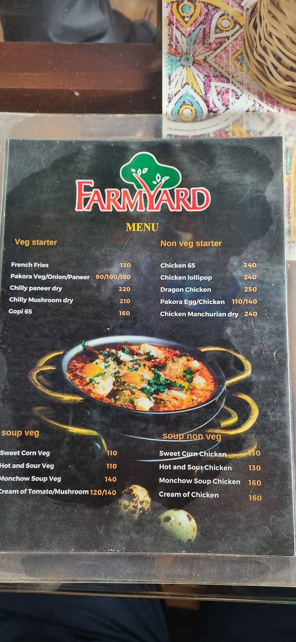Menu at Farmyard Restaurant, Adimali