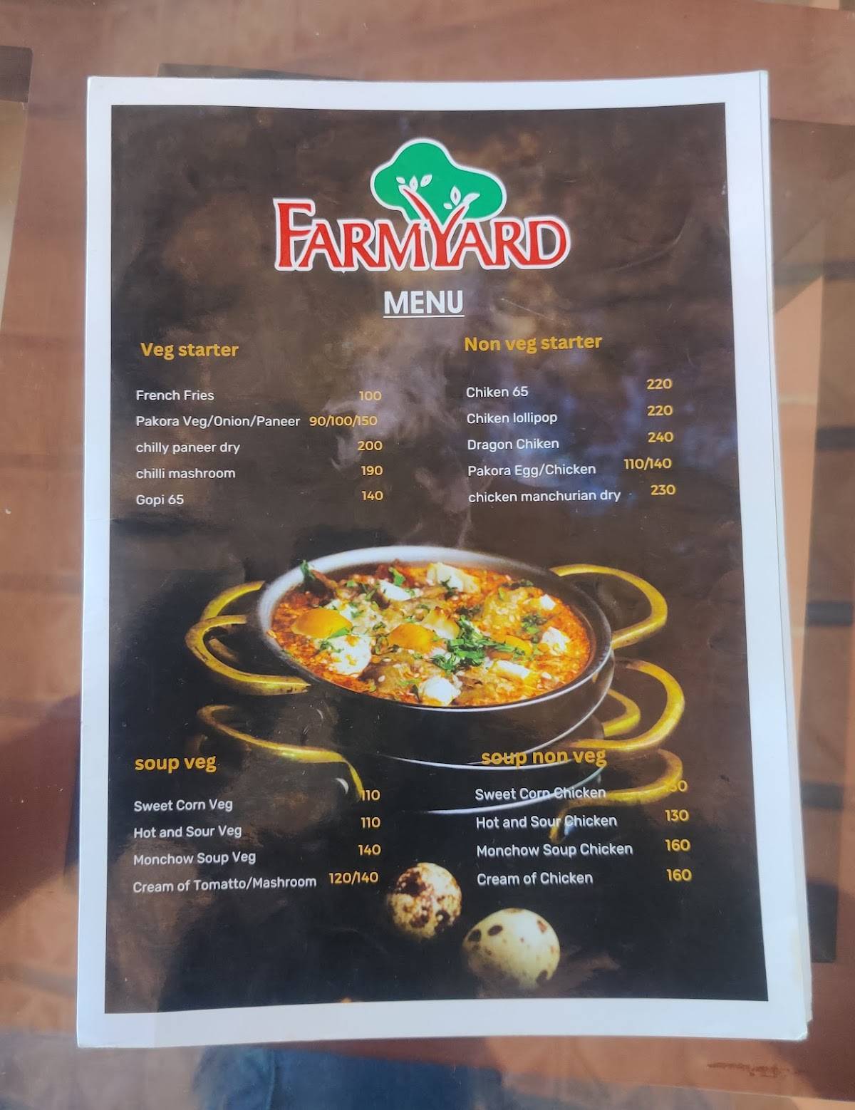 Menu at Farmyard Restaurant, Adimali