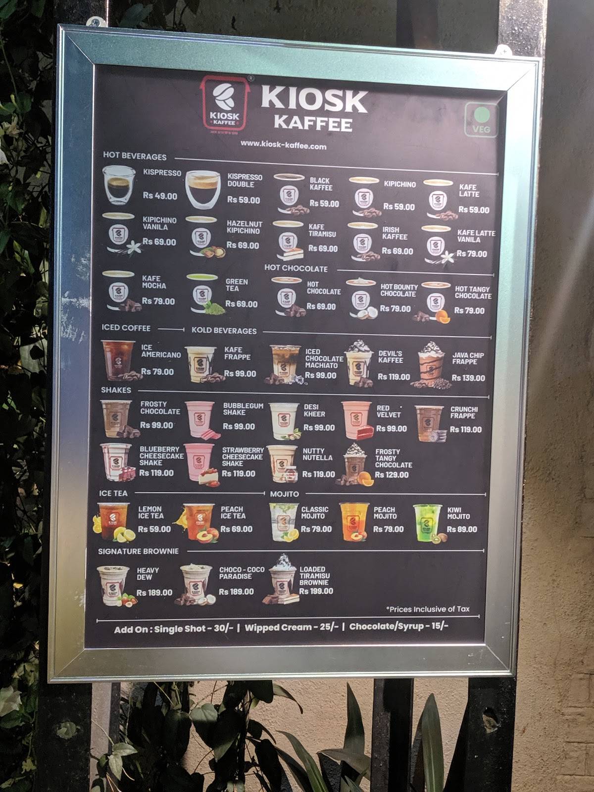 Menu at KIOSK KAFFEE, Pune, 06/3A Hotel Sahara Compound