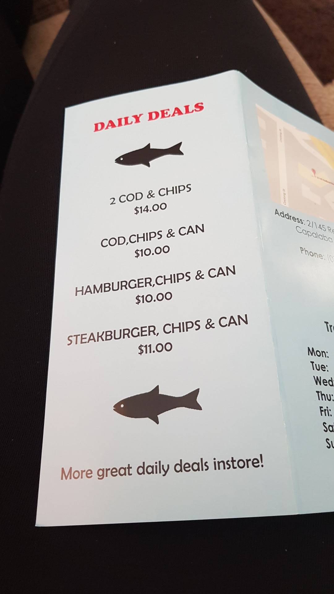 Menu at Mac's Takeaway restaurant, Capalaba