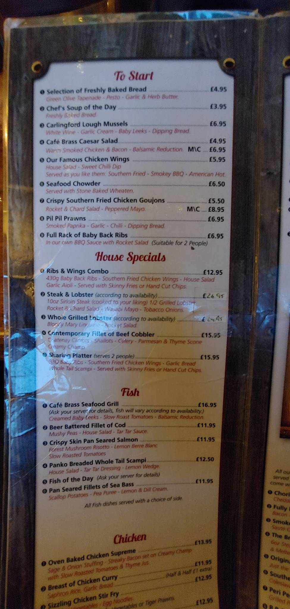 Menu at The Brass Monkey pub & bar, Newry