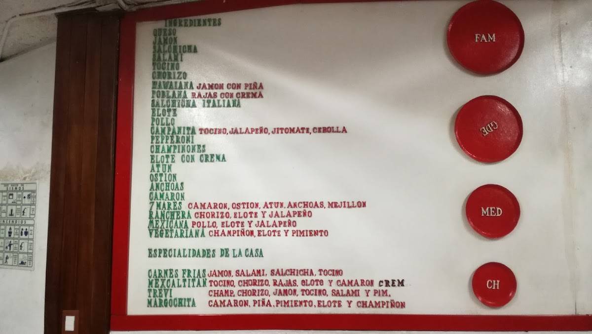 Carta del restaurante Pizzas Trevi, Tepic