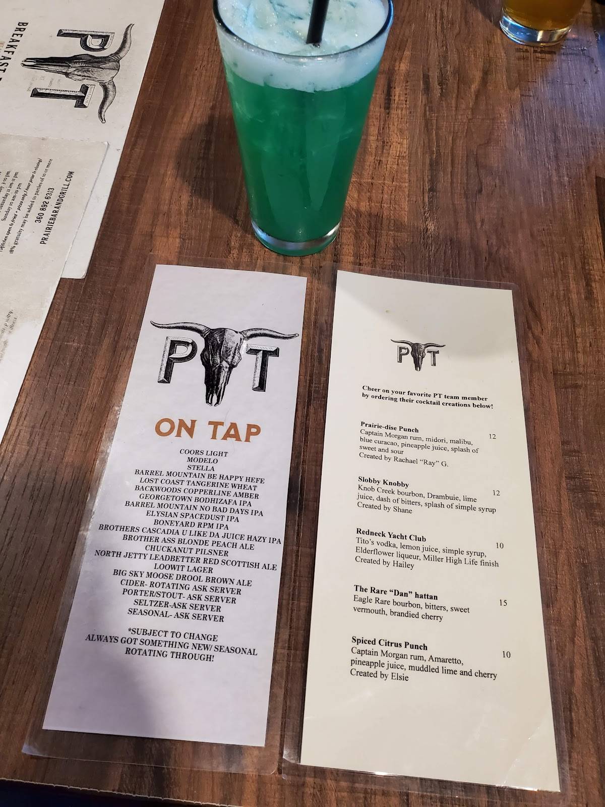 Menu at Prairie Tavern pub & bar, Brush Prairie