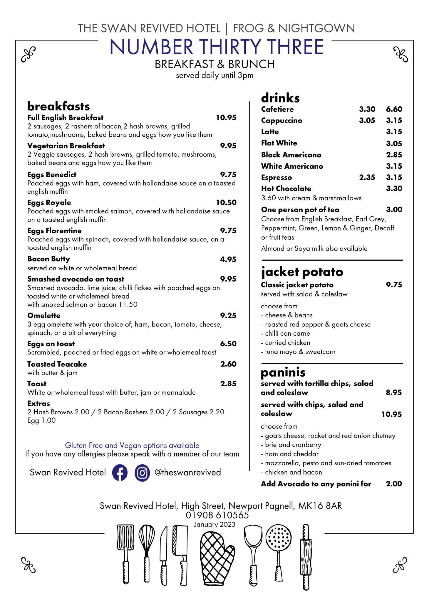 Menu at Swan Revived Hotel pub & bar, Newport Pagnell