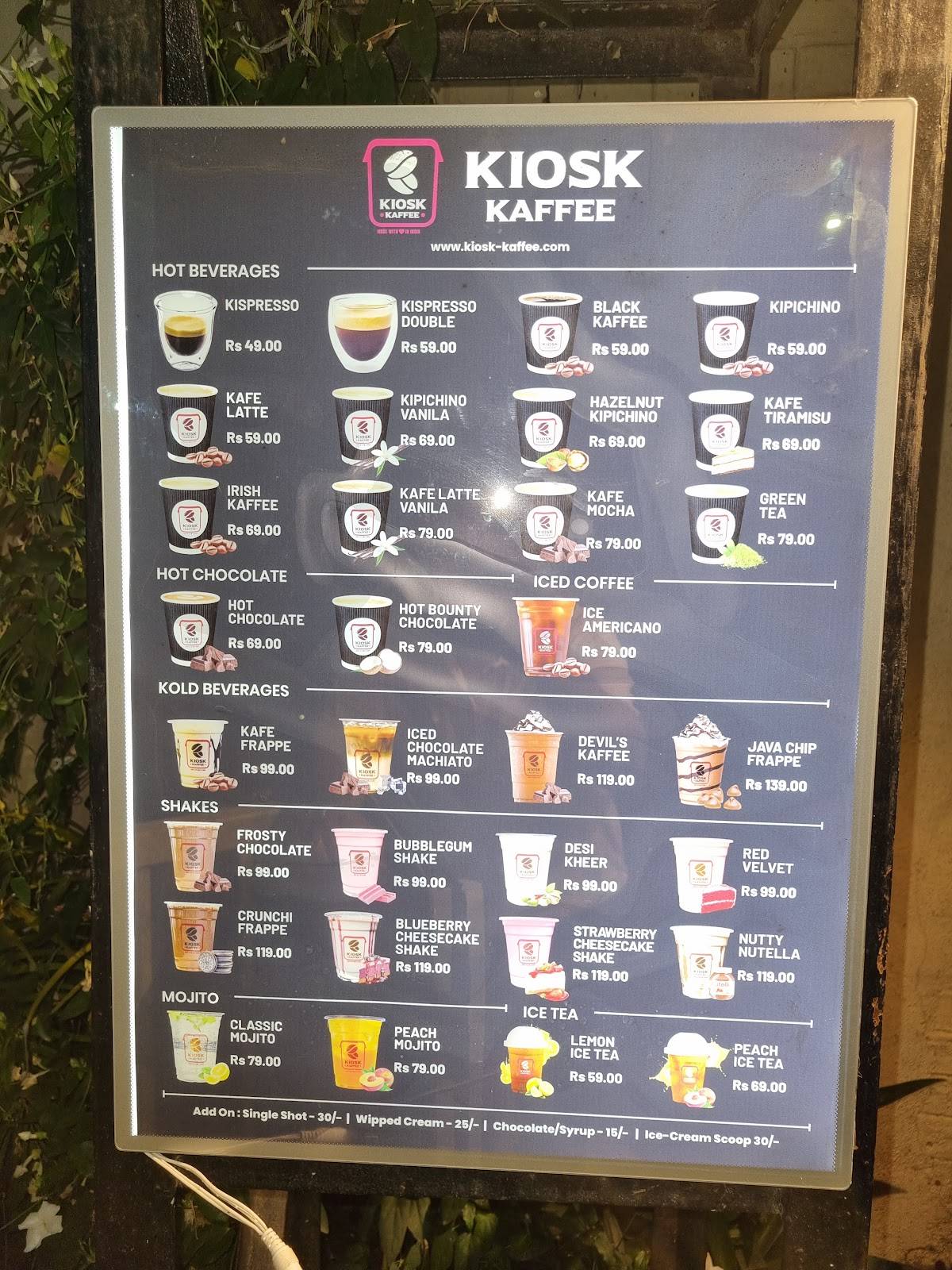 Menu at KIOSK KAFFEE, Pune, 06/3A Hotel Sahara Compound