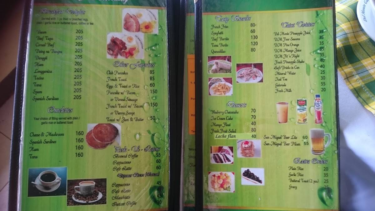 Menu at Del Monte Clubhouse, Manolo Fortich