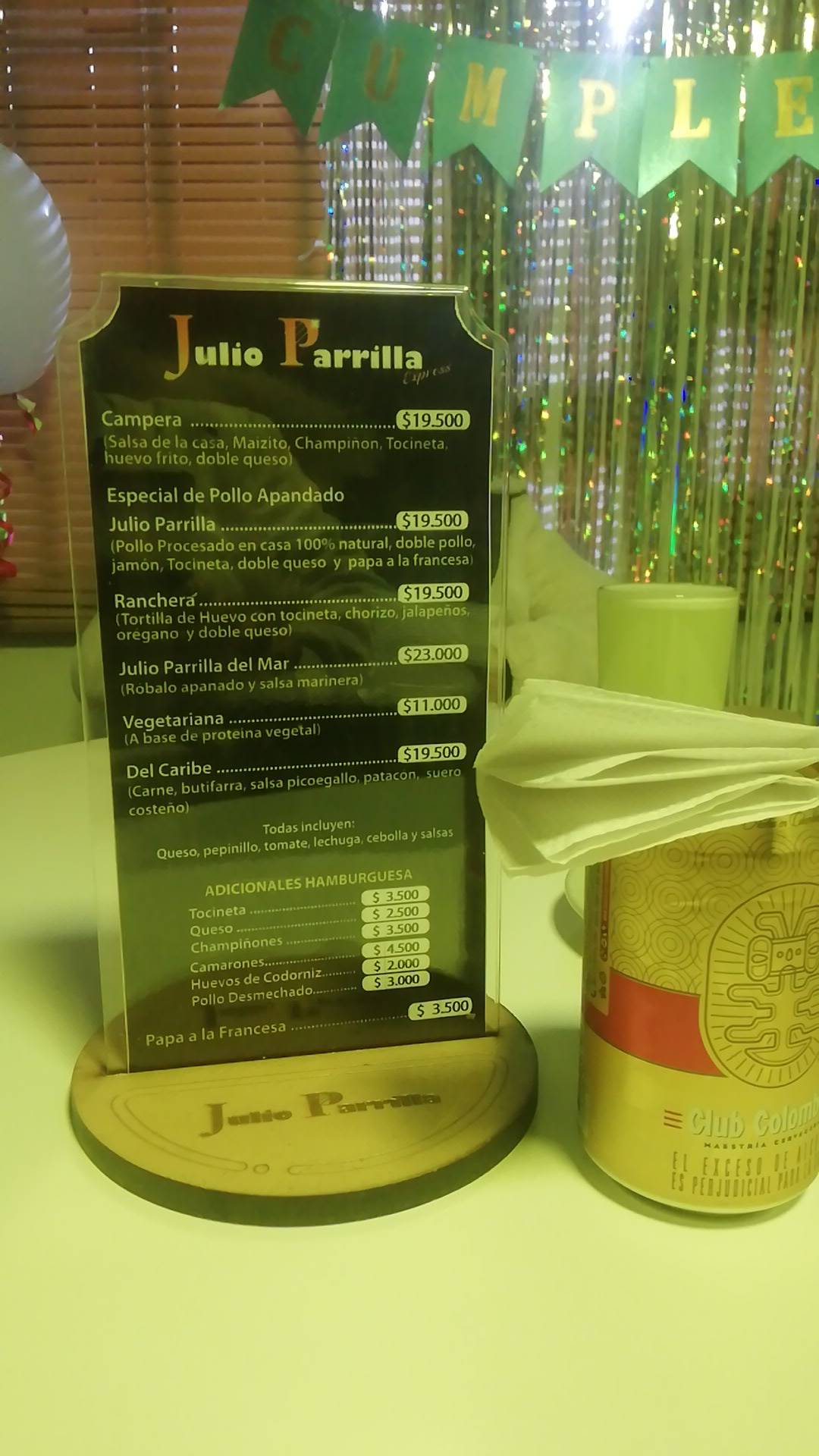 Carta de JULIO PARRILLA, Duitama, Cra. 21 #20 02