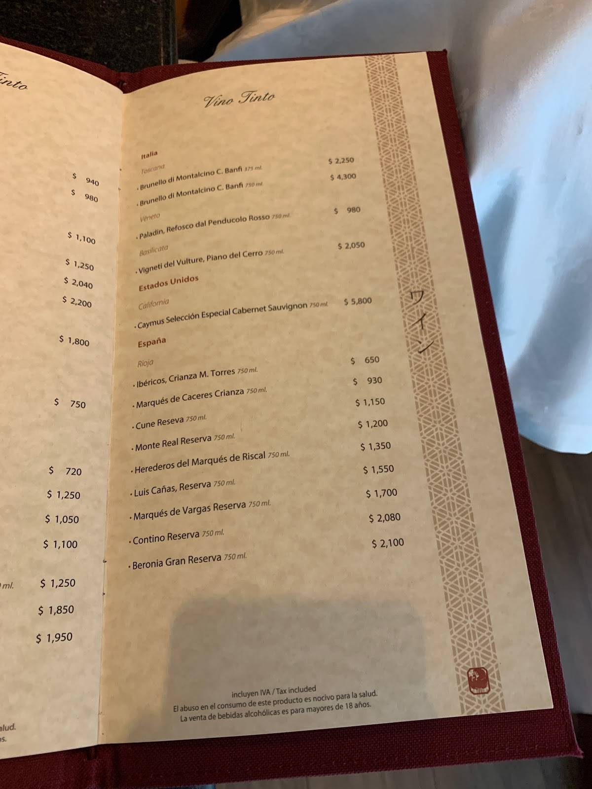 Carta del restaurante Suntory Lomas, Ciudad López Mateos, C. Montes ...