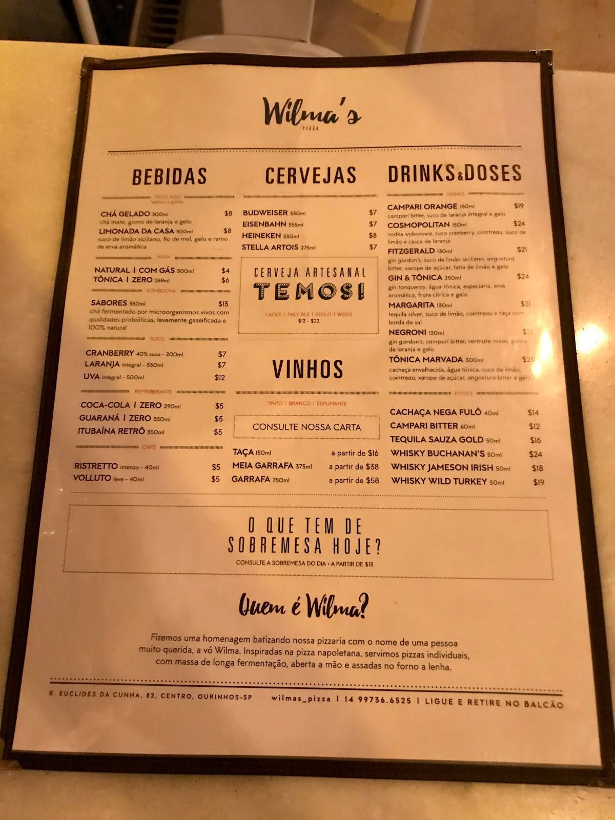 Menu em Wilma's Pizza restaurante, Ourinhos