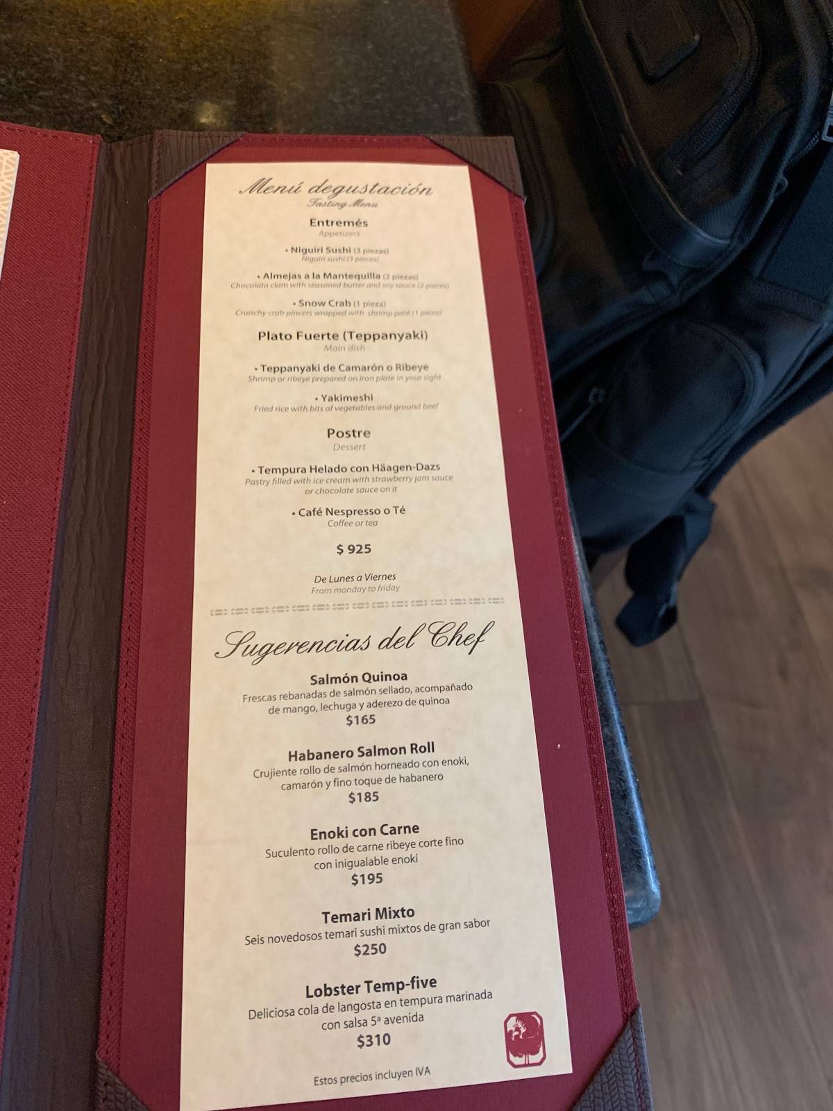 Carta del restaurante Suntory Lomas, Ciudad López Mateos, C. Montes ...