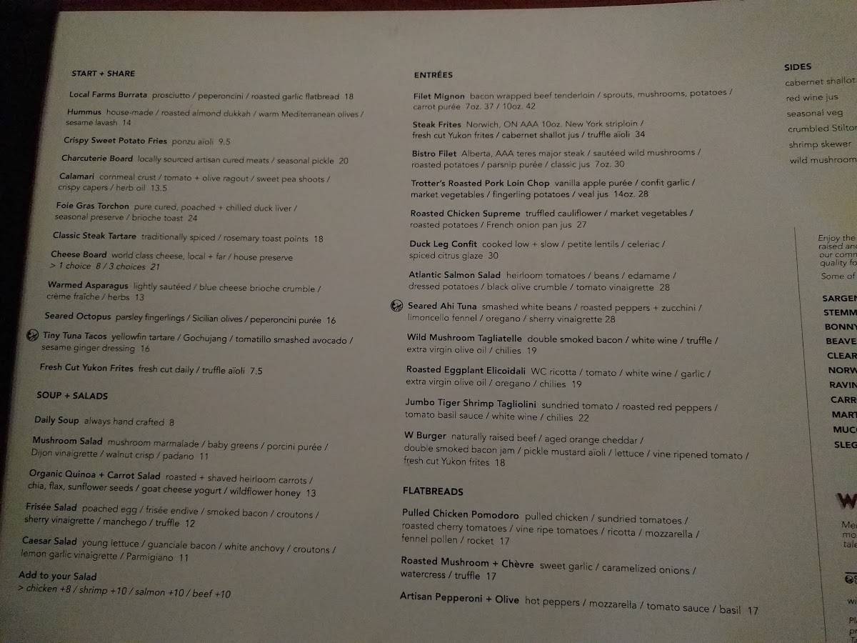 Menu at Wildcraft Grill + Long Bar, Waterloo
