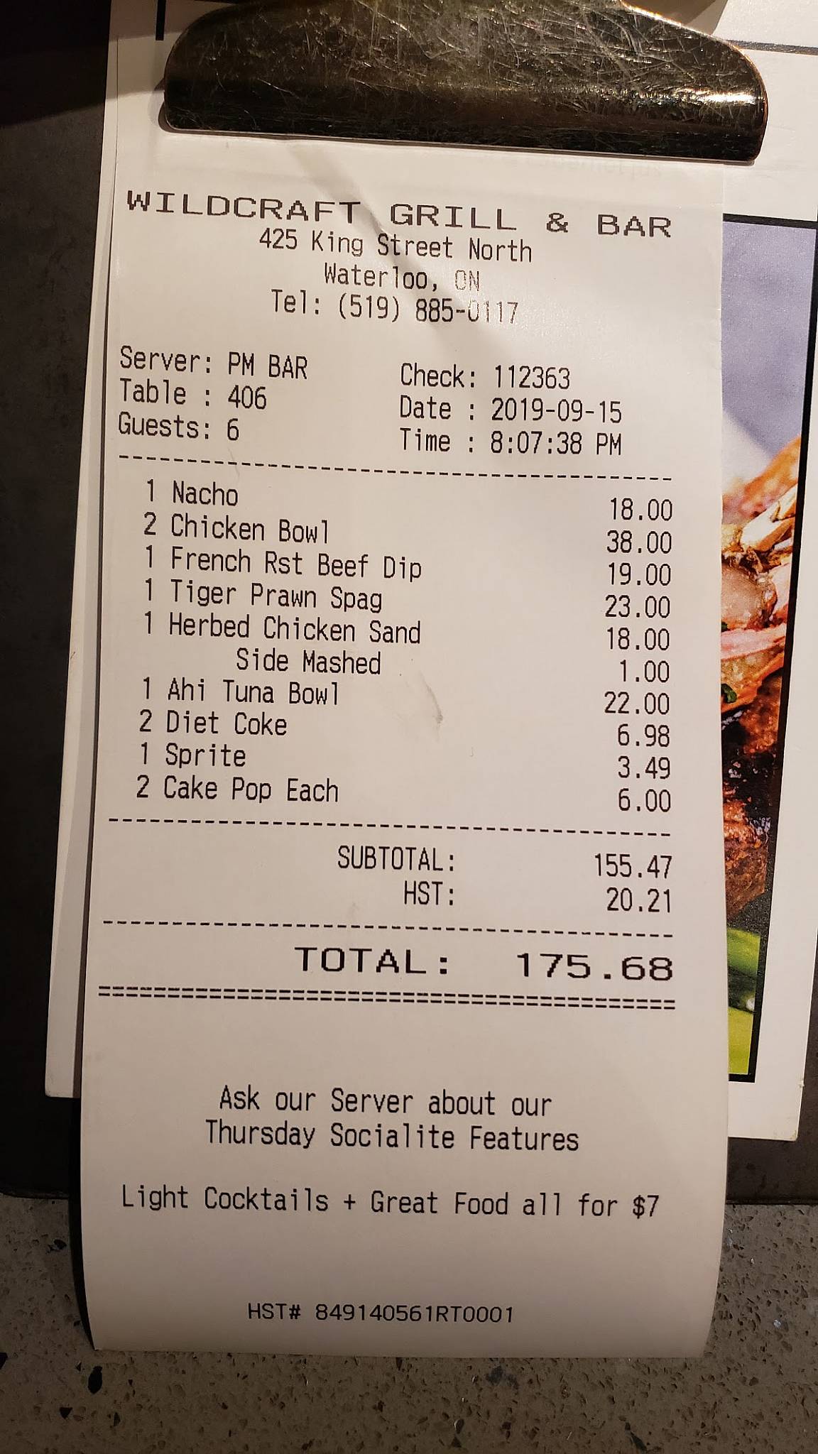 Menu at Wildcraft Grill + Long Bar, Waterloo