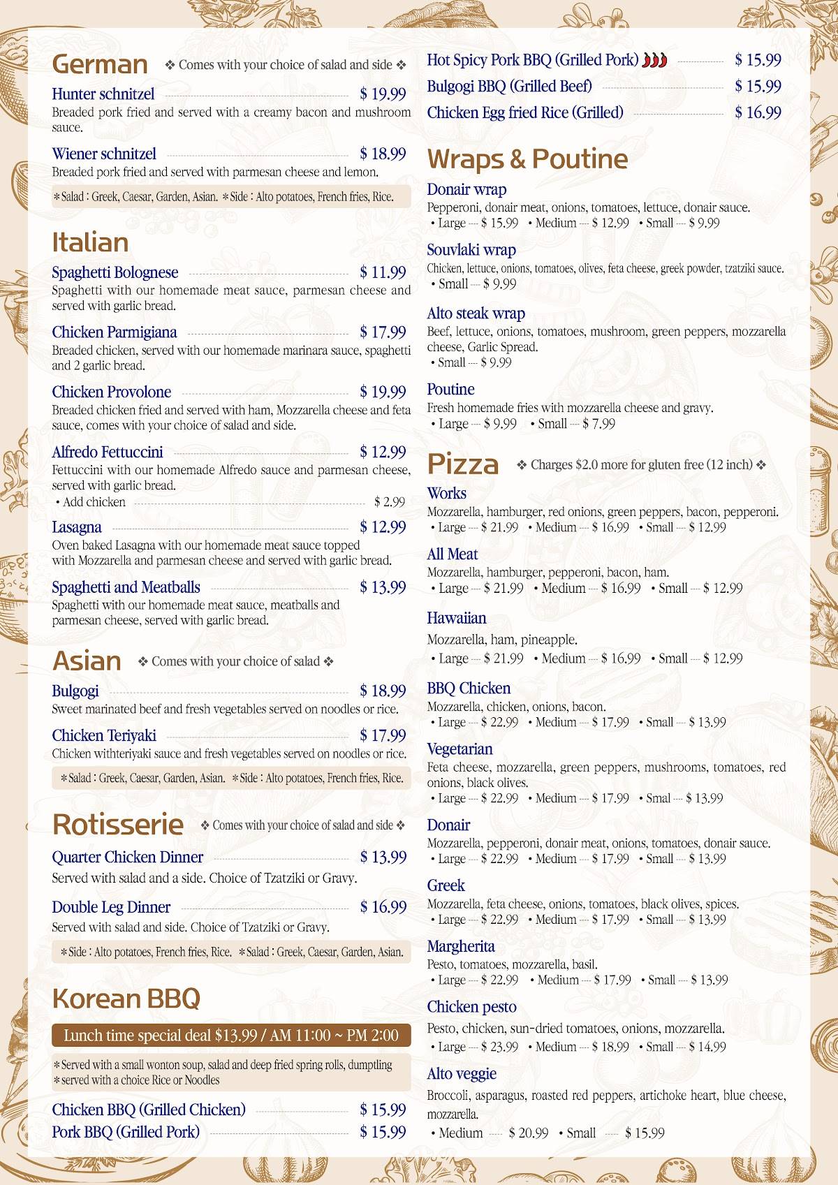 Menu at Alto Pizza & SuShi restaurant, Riverview
