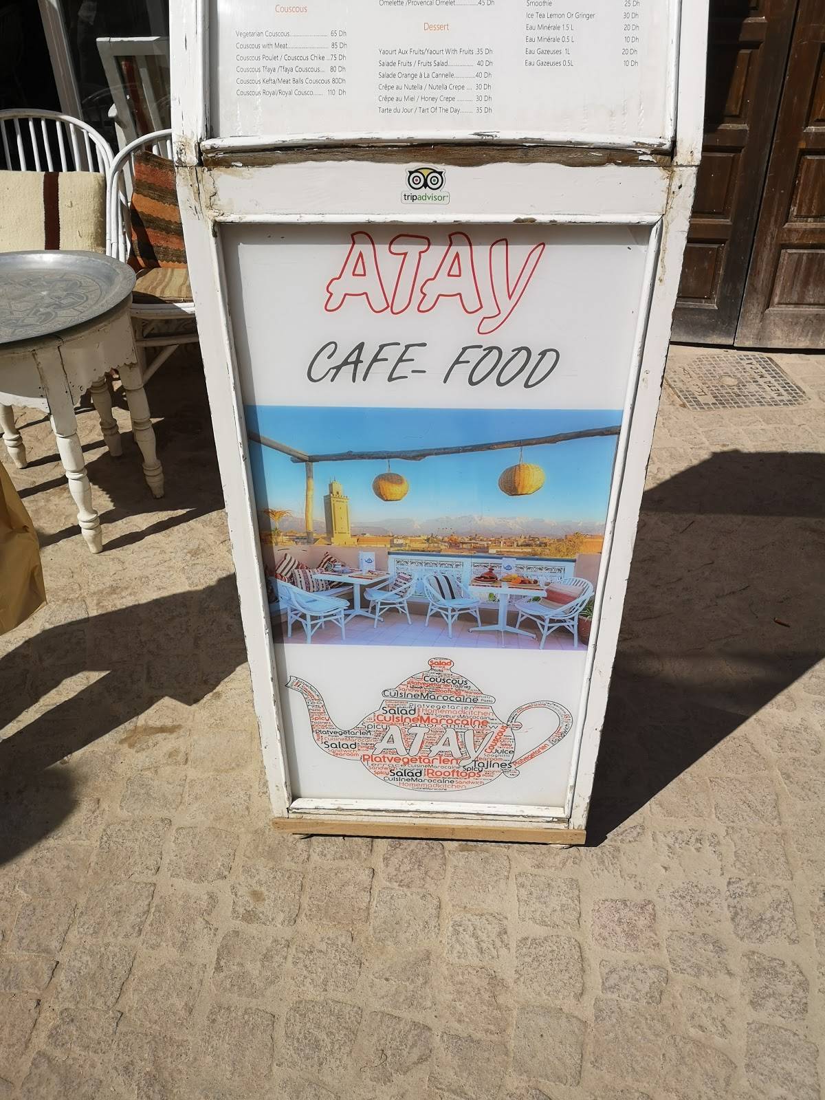 Menu au Atay Cafe, Marrakech