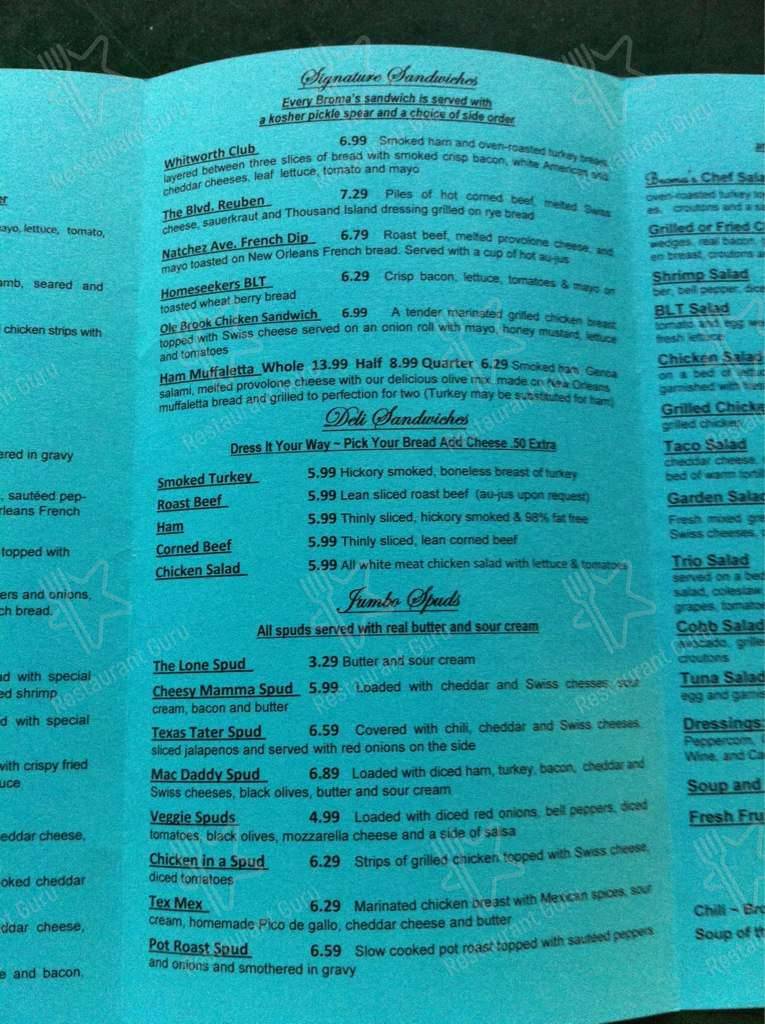 Menu at Broma's Deli - Brookhaven restaurant, Brookhaven