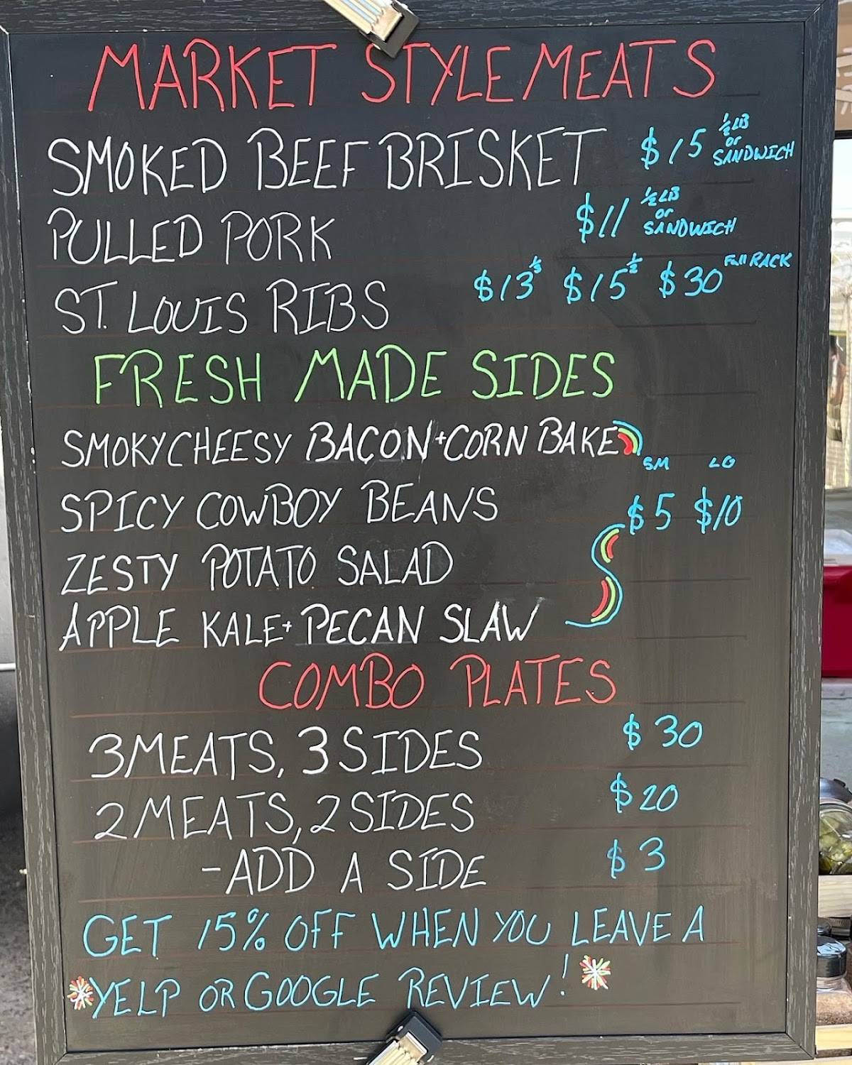 Menu at CHAR BBQ, Poway