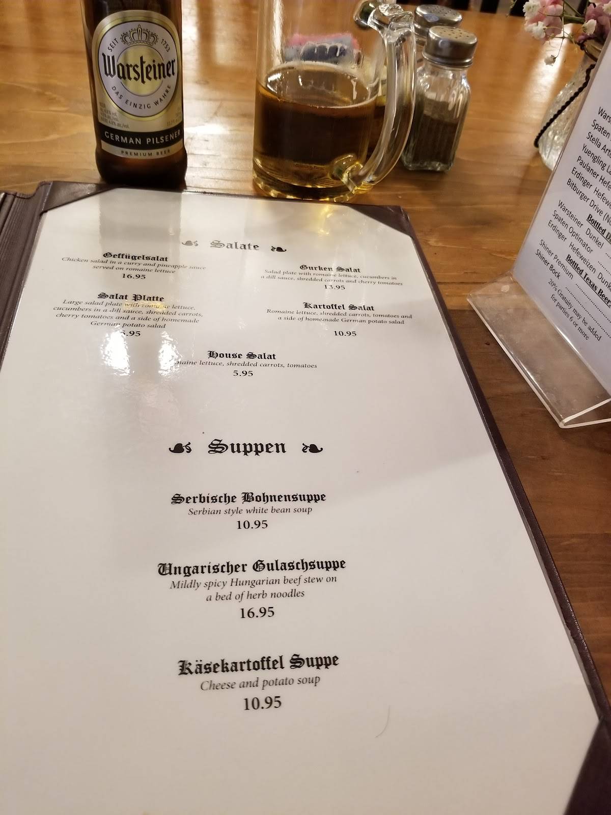 Menu at Der Lindenbaum pub & bar, Fredericksburg, 312 E Main St #4612