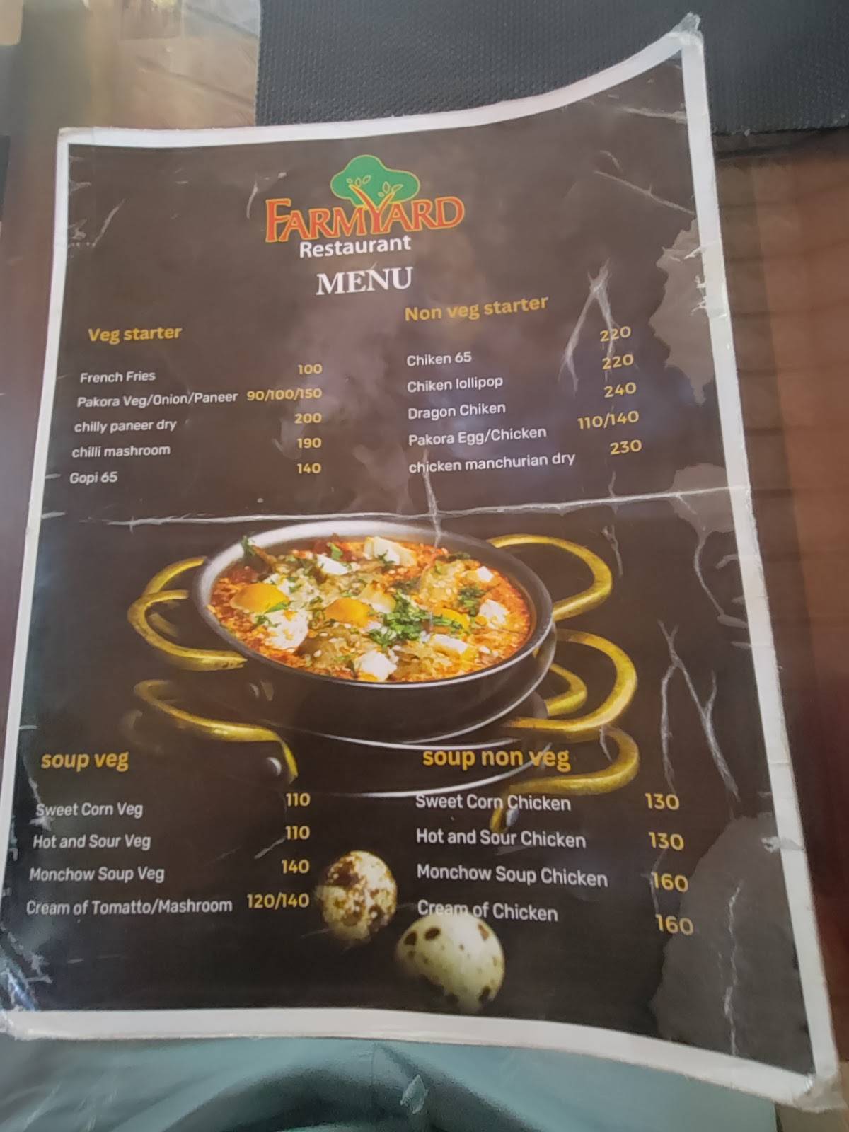 Menu at Farmyard Restaurant, Adimali