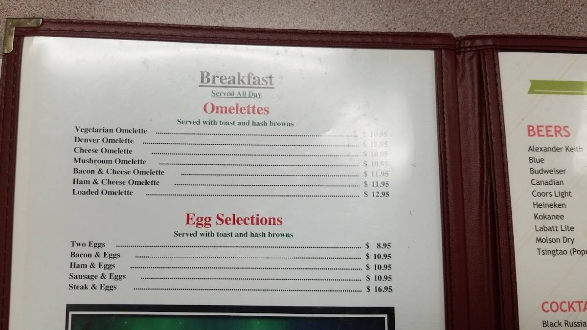 Menu at Mark's Family Restaurant, Yellowknife