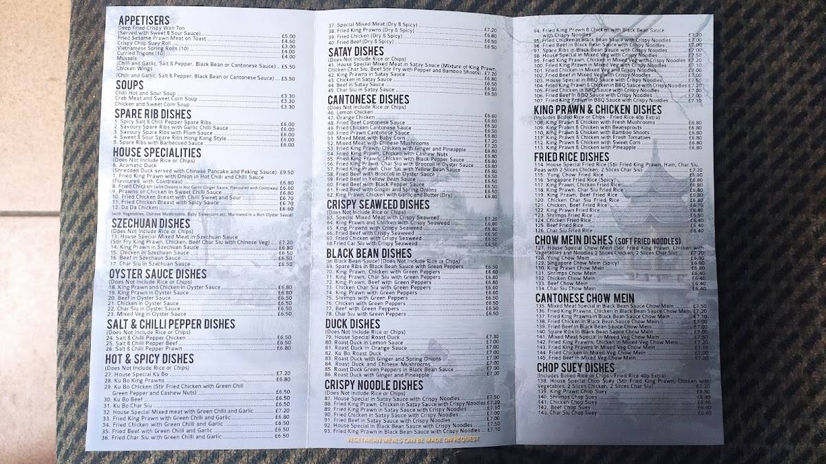 Menu at New Spence Terrace fast food, North Shields