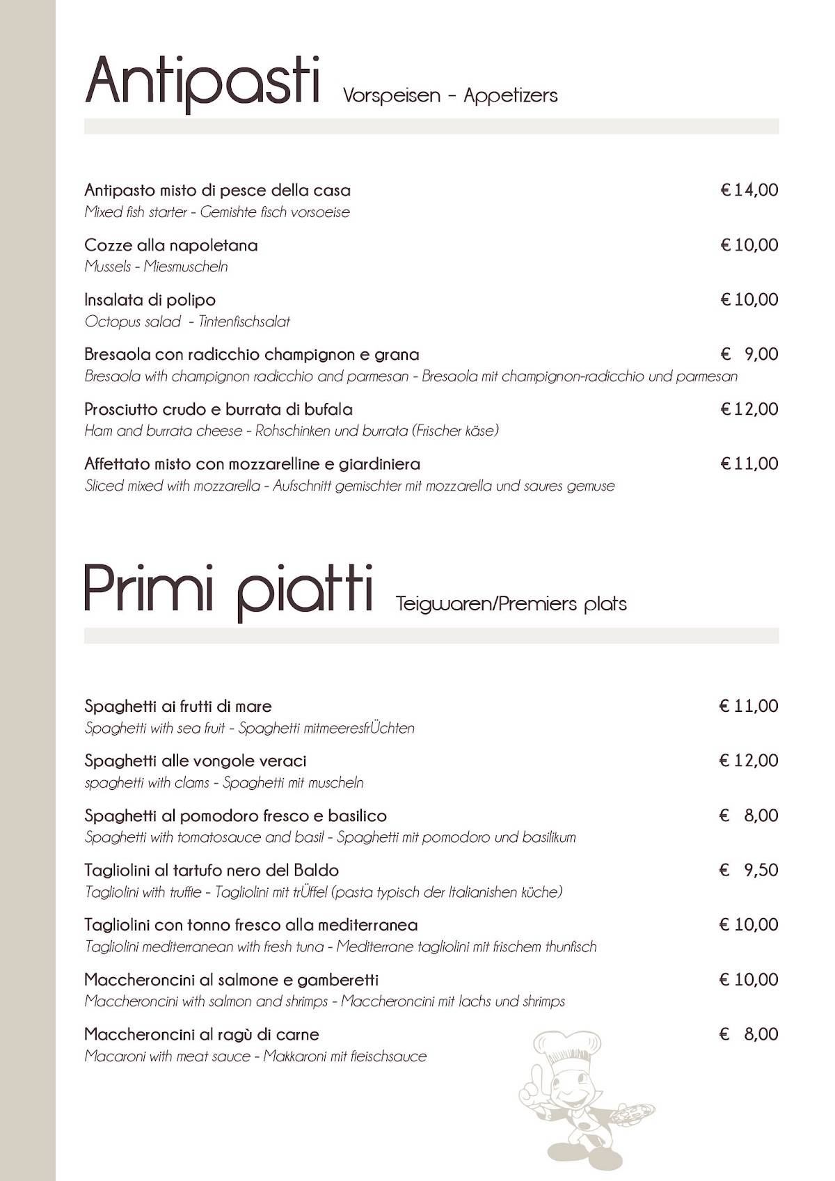 Menu da Pizzeria Ristorante Il Grillo, Castelnuovo del Garda