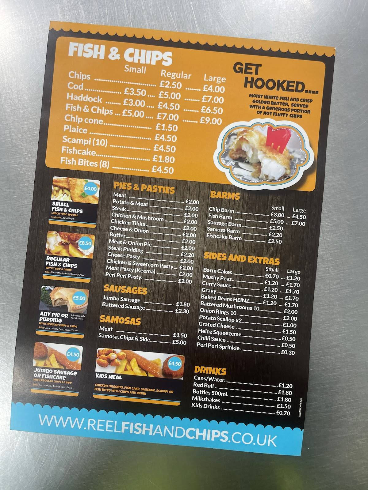 Menu at Reel Fish And Chips Bolton fast food, Bolton