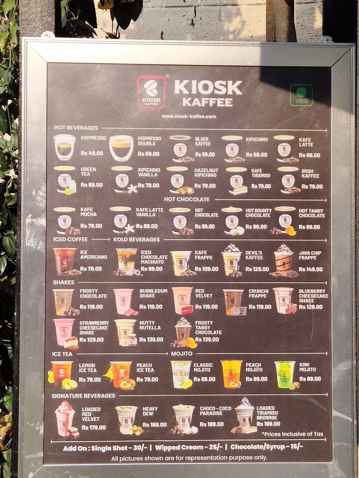 Menu at KIOSK KAFFEE, Pune, 06/3A Hotel Sahara Compound