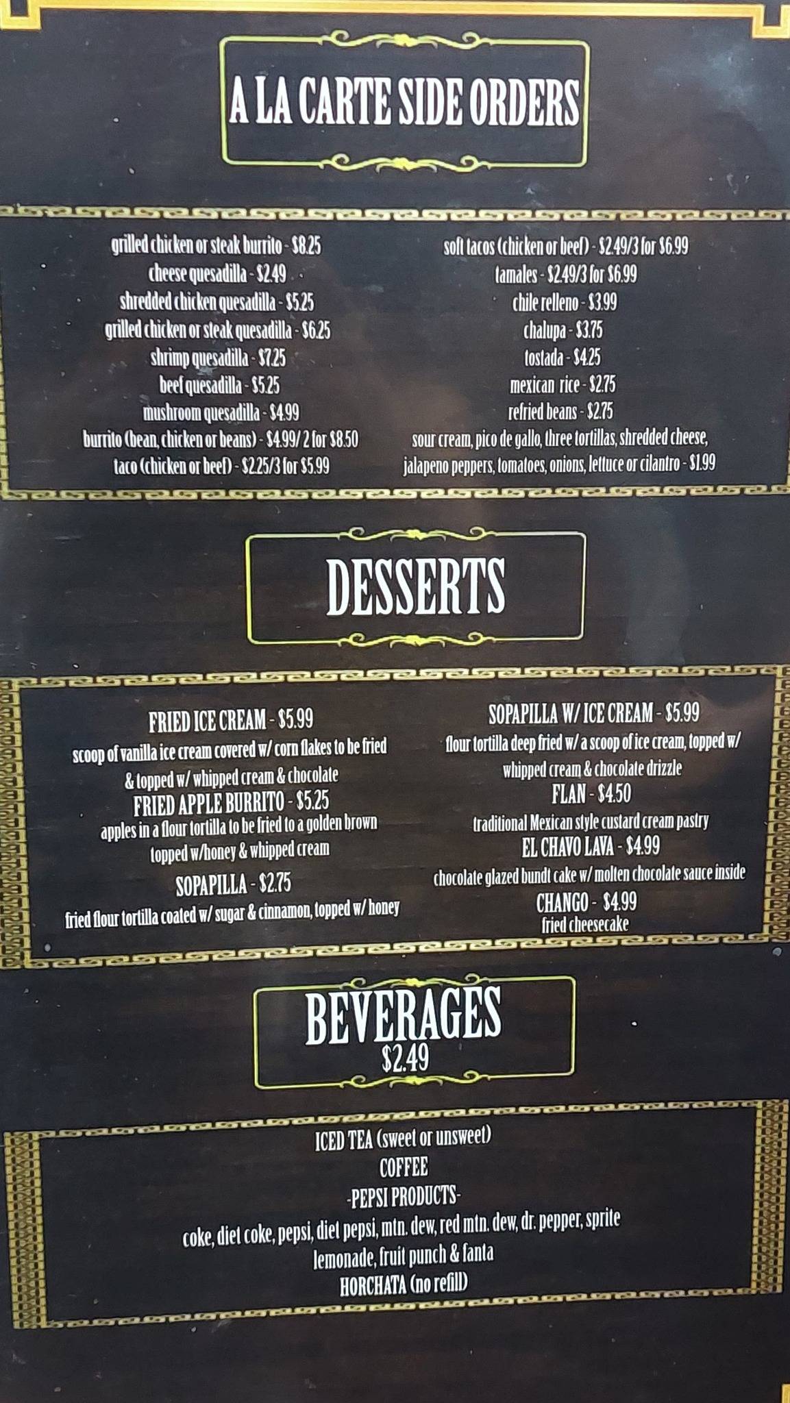 Menu at Las Brisas Authentic Mexican Restaurant, Pevely