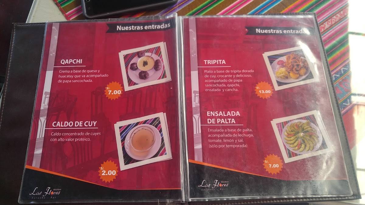 Carta de Restaurante Las Flores, Ayacucho, Jirón José Olaya 106