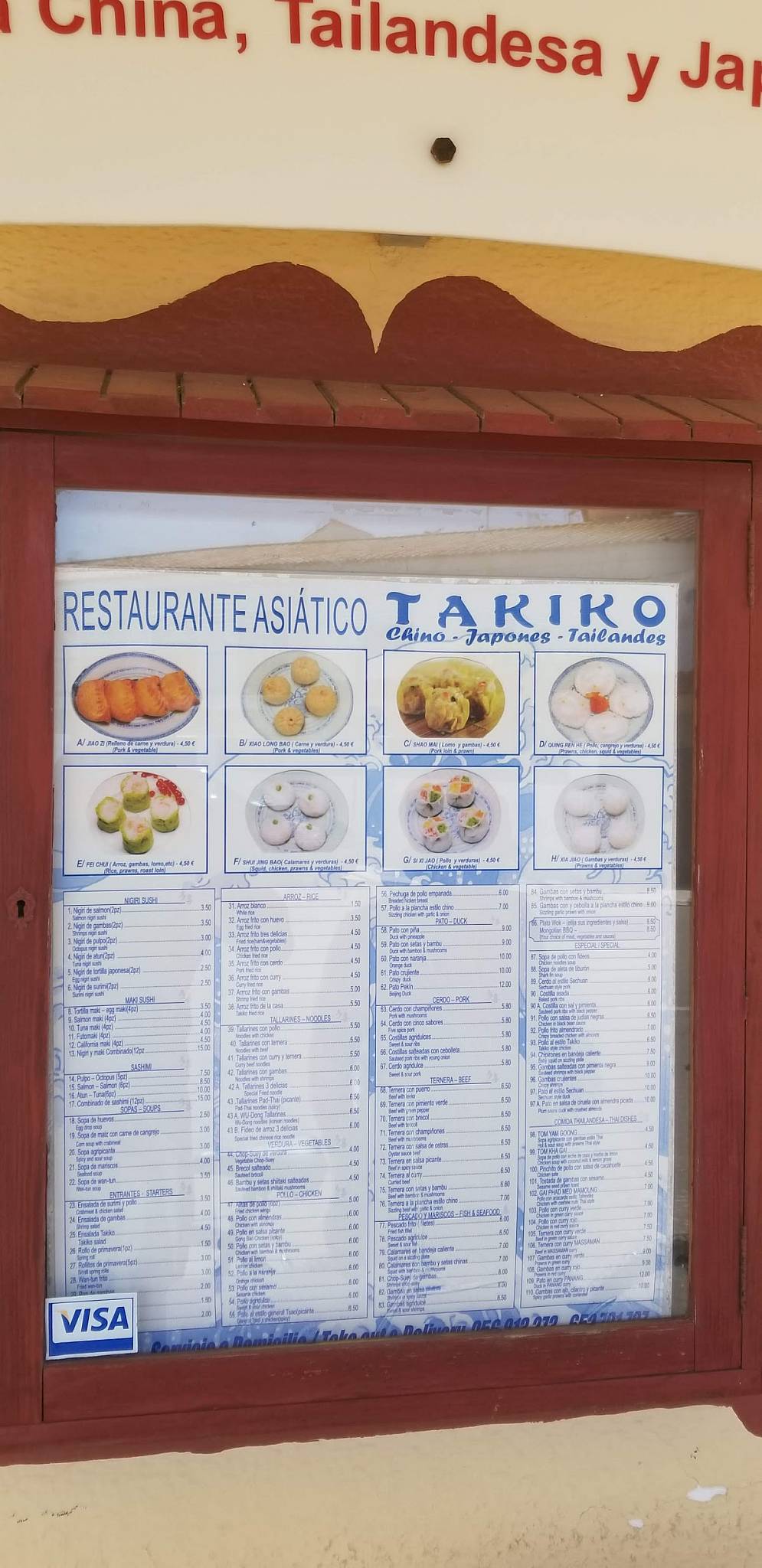 Menu at Restaurante Takiko, Rota