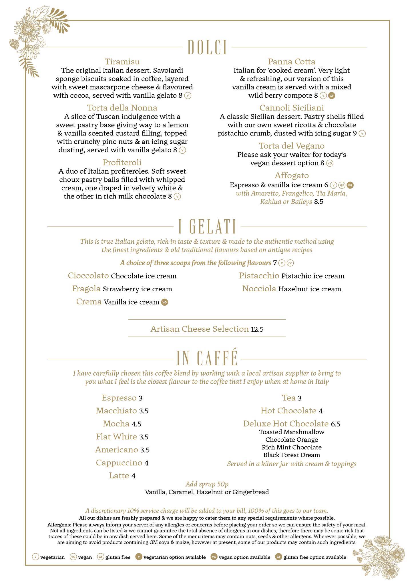 Menu at Dante's Italian restaurant, Retford, 1-3 Bridgegate