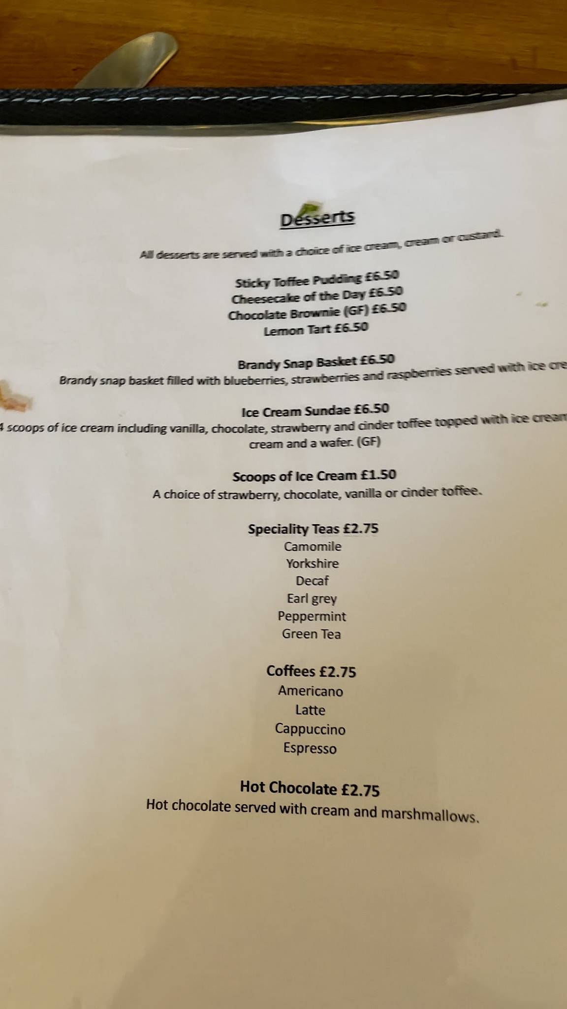 Menu at The Hart Inn pub & bar, Sandsend, East Row
