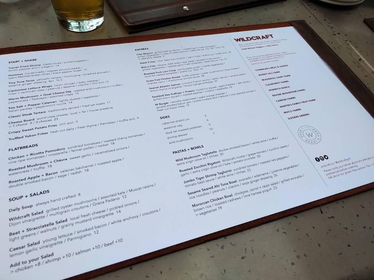 Menu at Wildcraft Grill + Long Bar, Waterloo