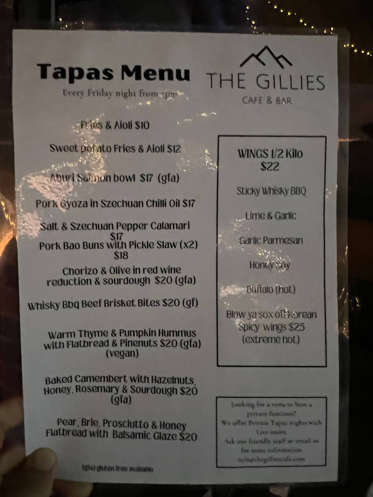 Menu at The Gillies Cafe & Bar - Barbagallo's Delicatessen, Lake Barrine