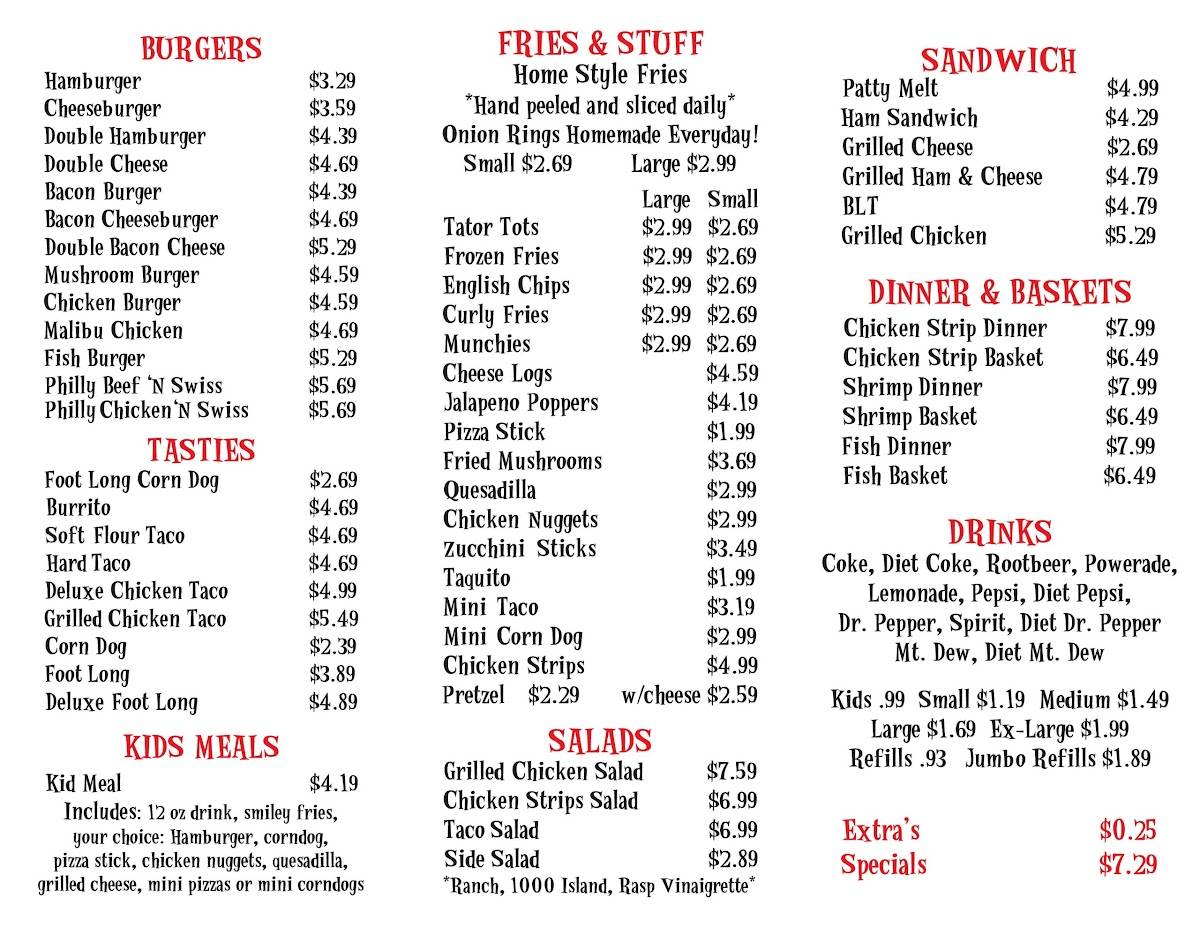 Menu at The Hot Spot fast food, Salina