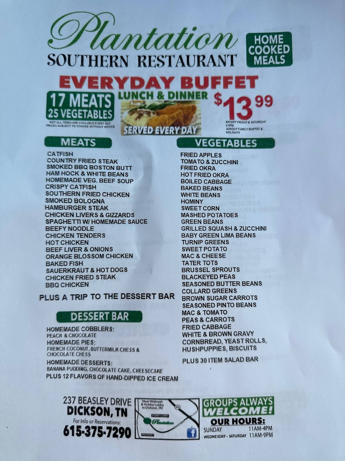 Menu at The Manor at Dickson restaurant, Dickson