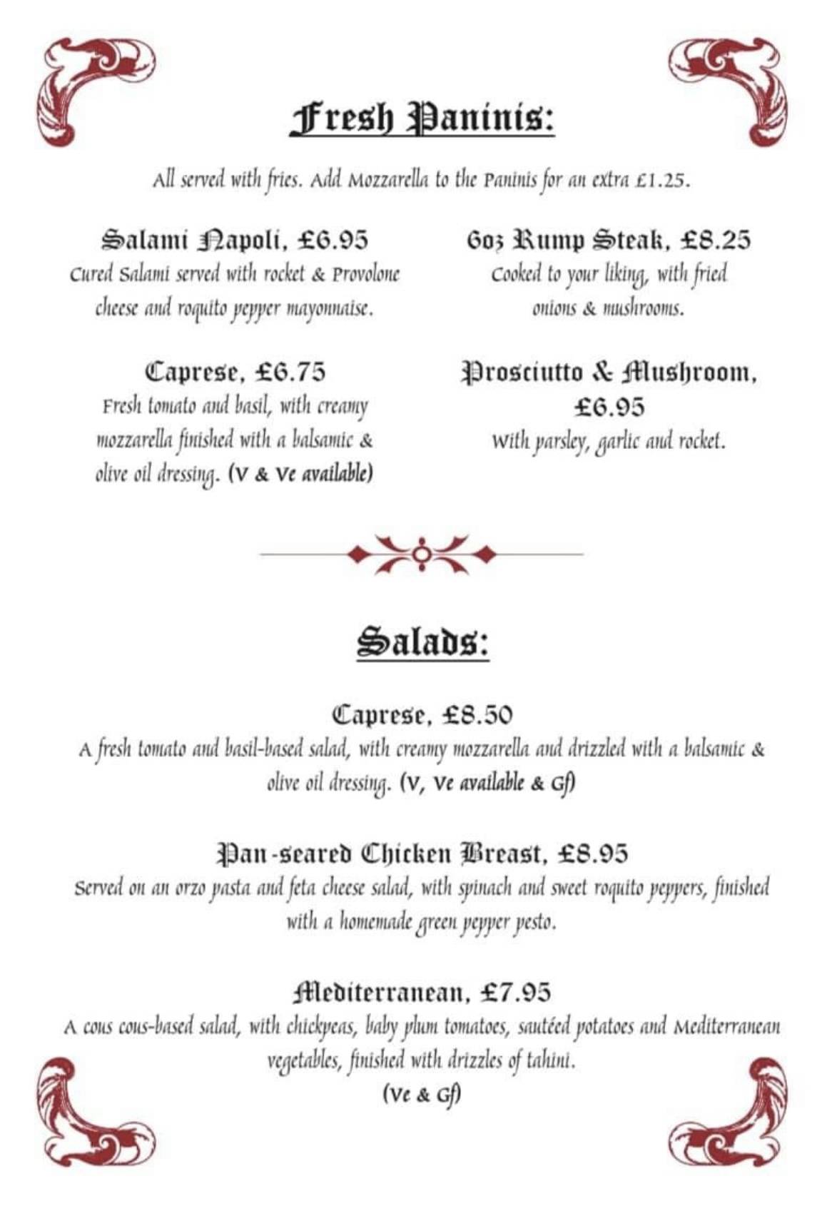 Menu at The Shakespeare Inn pub & bar, Bridgnorth, W Castle St