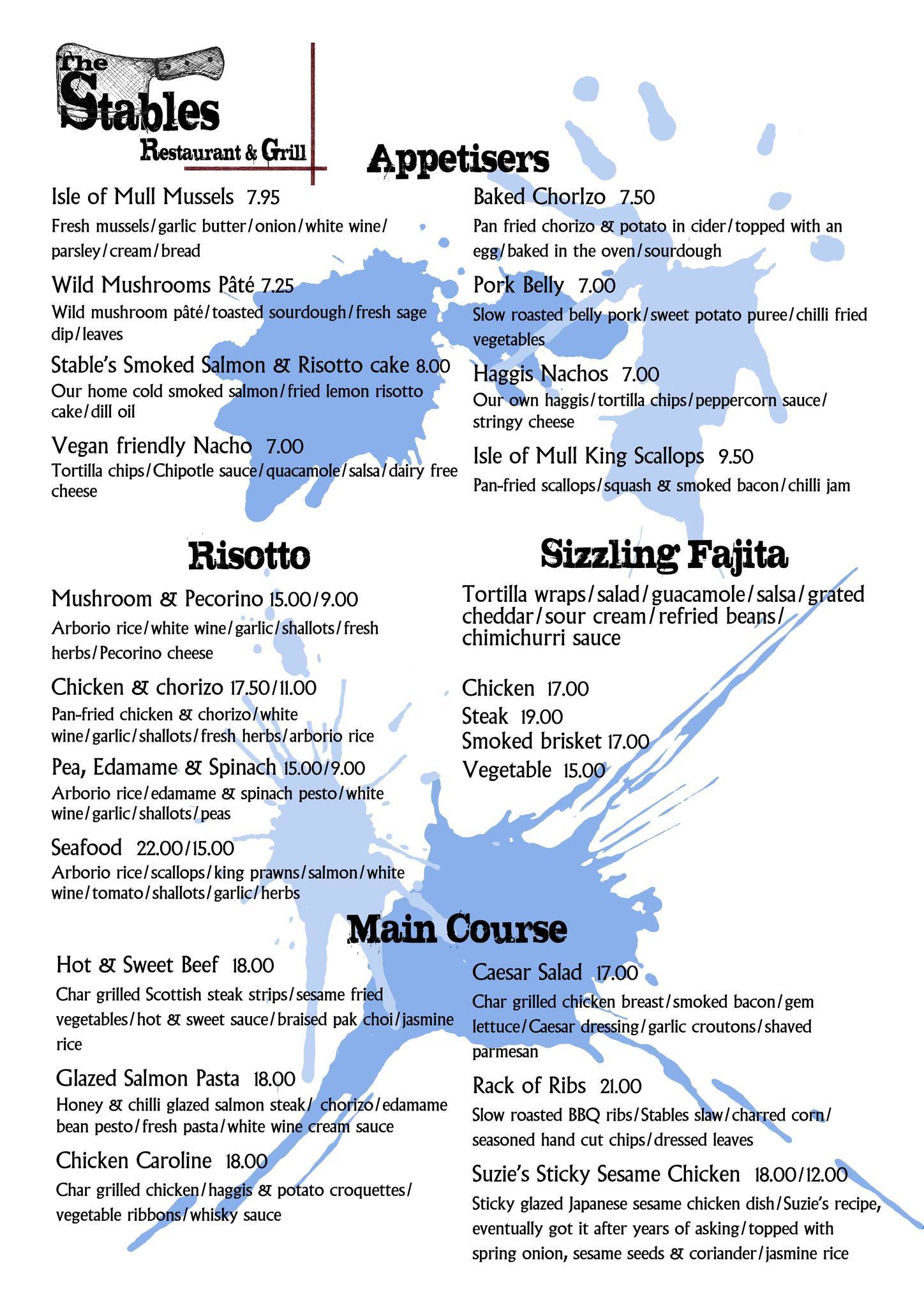 Menu at The Stables Restaurant & Grill, Fort William, Fort William