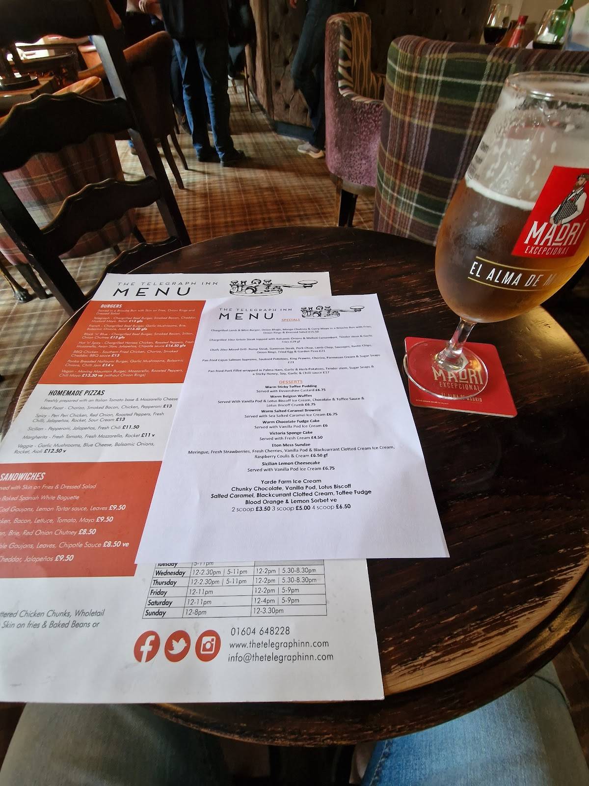 Menu at The Telegraph Inn(under new management) pub & bar, Northampton ...