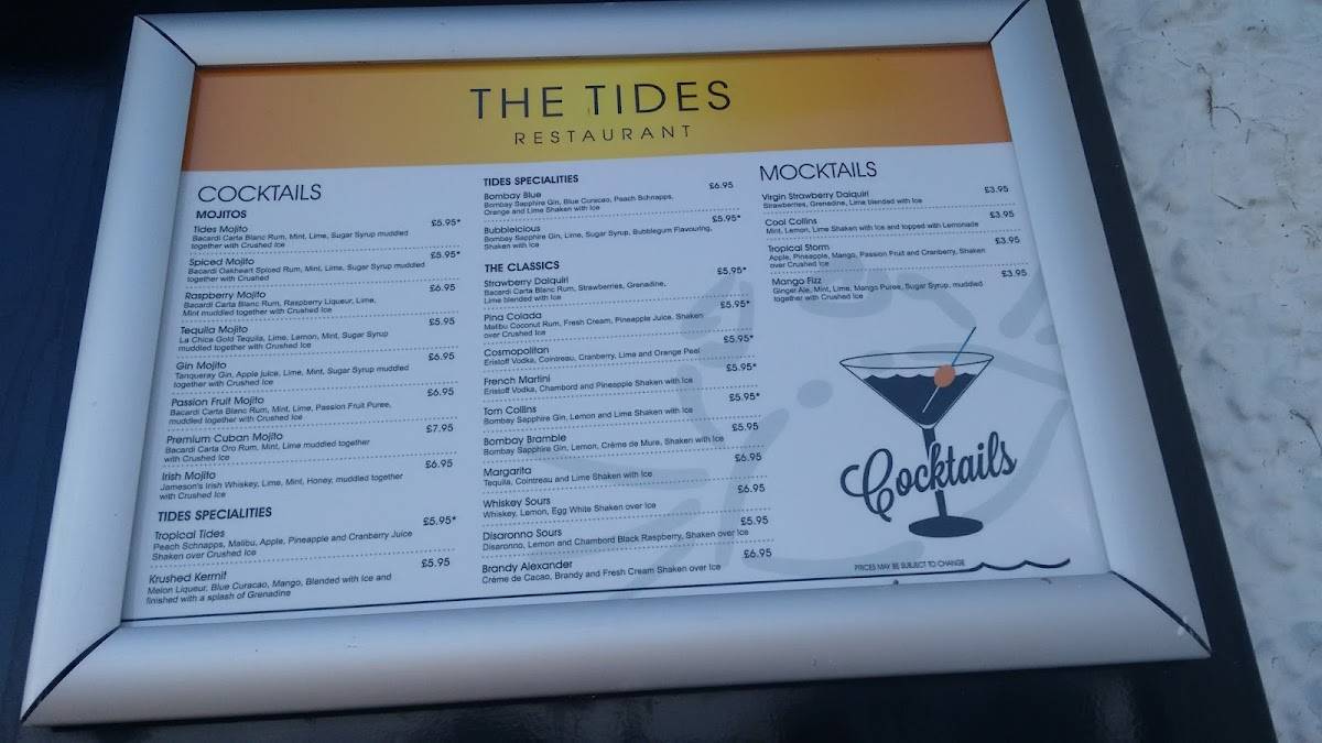 Menu at The Tides Restaurant, Portrush
