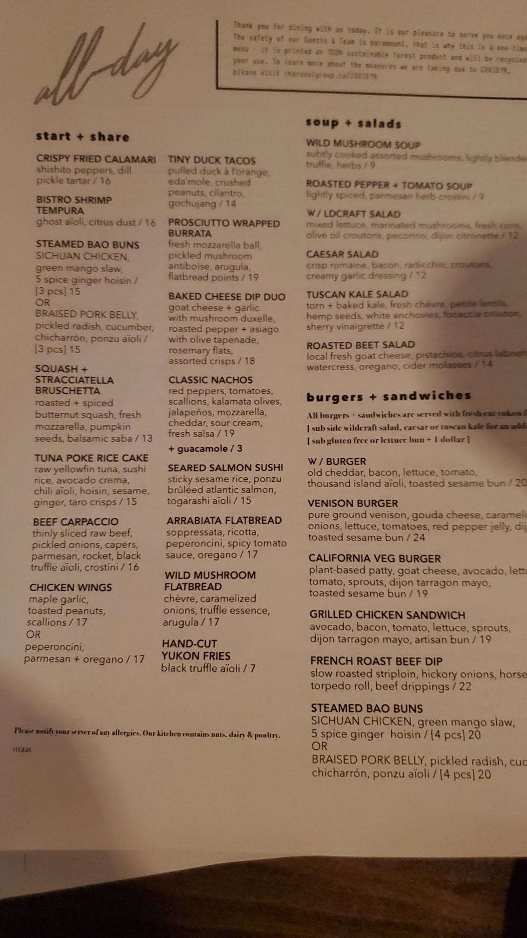 Menu at Wildcraft Grill + Long Bar, Waterloo
