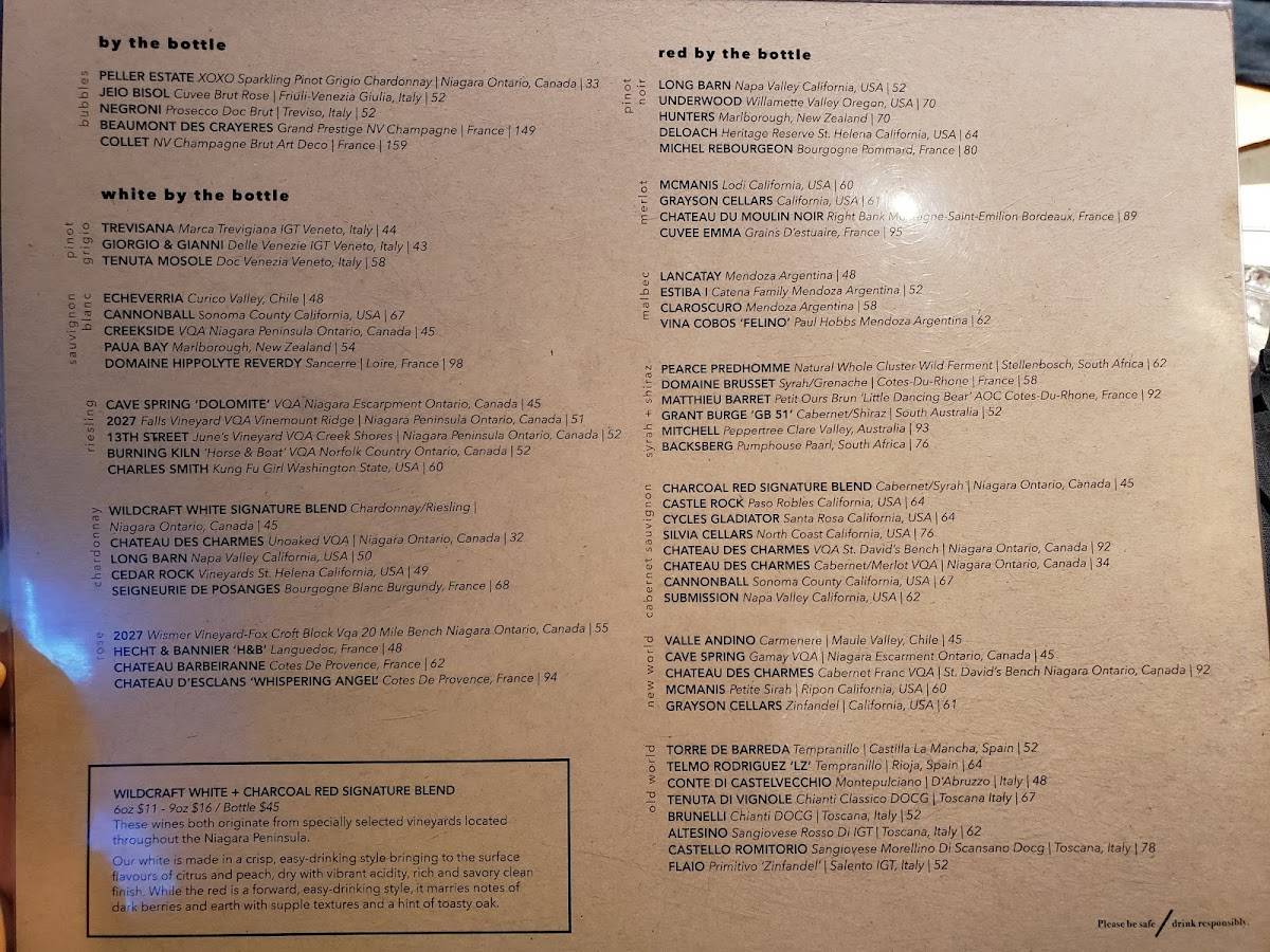 Menu at Wildcraft Grill + Long Bar, Waterloo