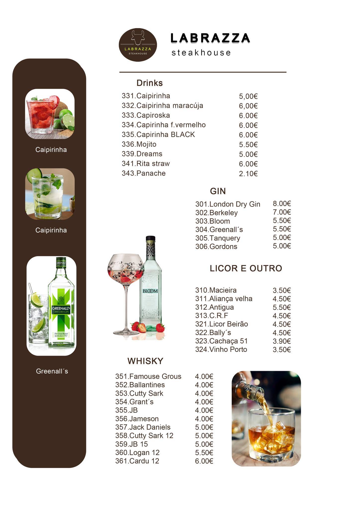 Menu em Labrazza Steakhouse, Lisboa