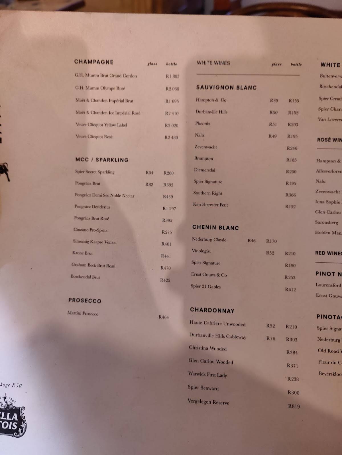 Menu at La Parada V&A Waterfront restaurant, Cape Town, 1 Dock Rd