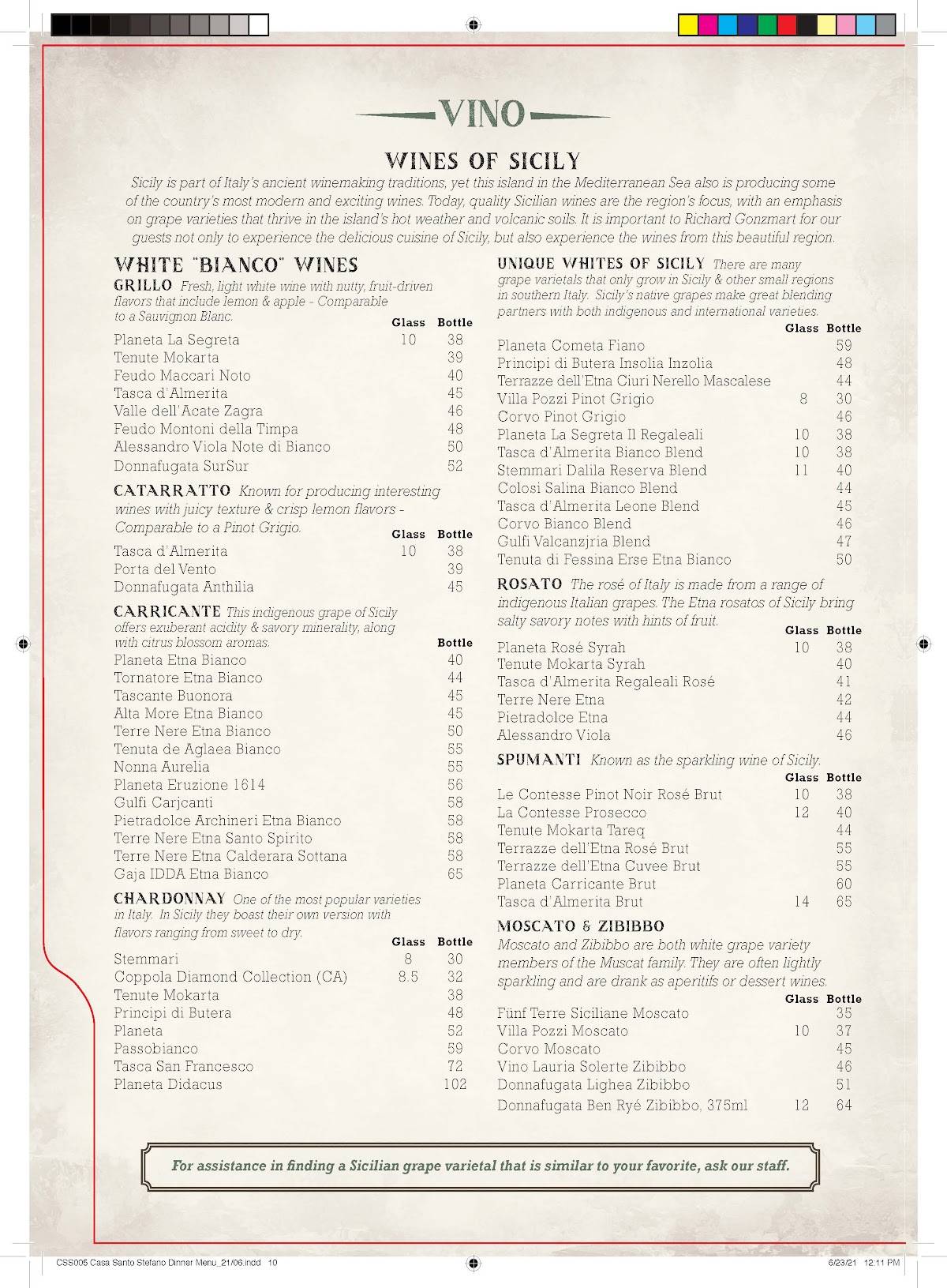 Menu at Casa Santo Stefano pub & bar, Tampa