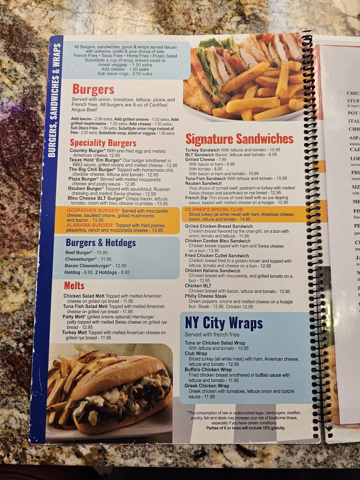 Menu at City Cafe Diner, Huntsville, Drake Ave SW