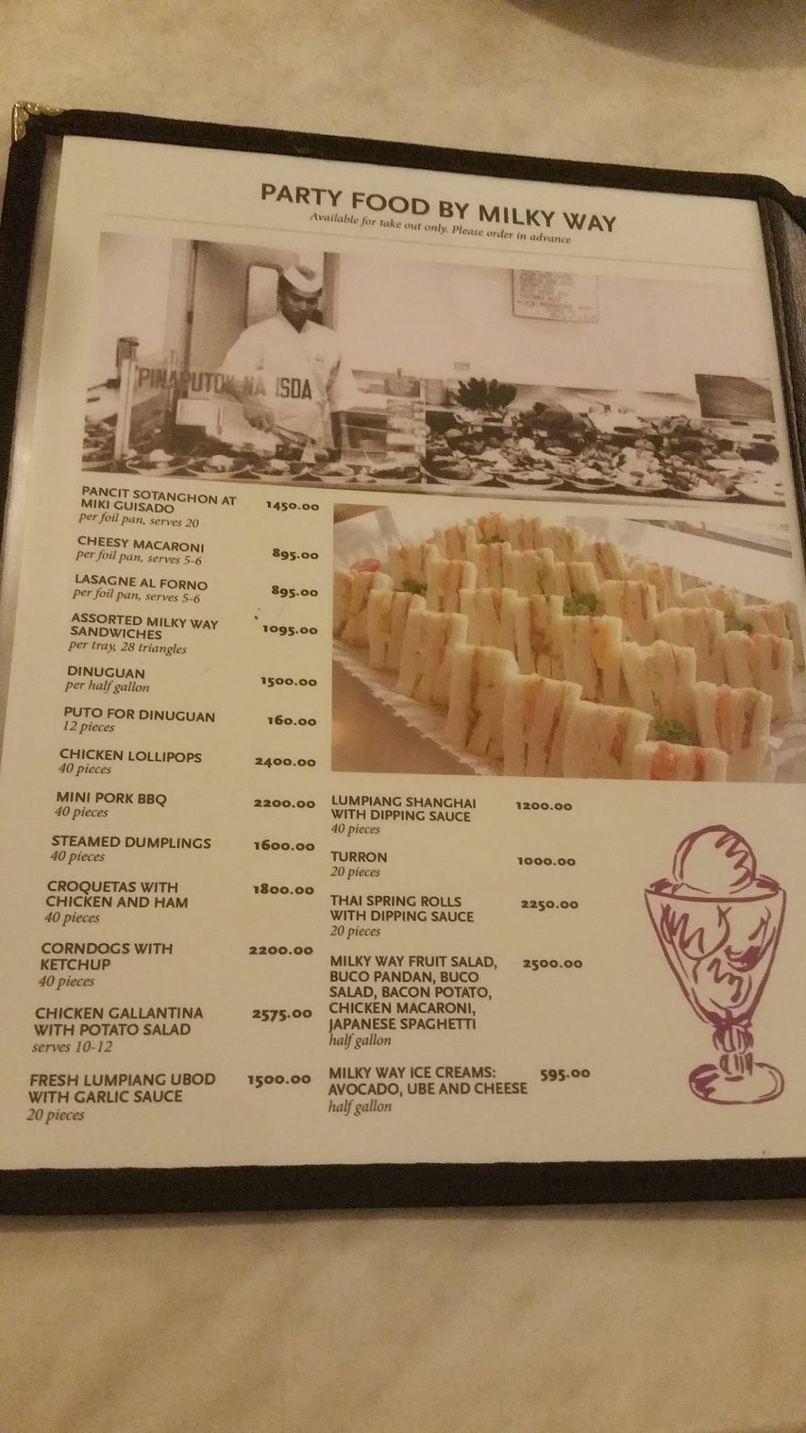 Menu at Milky Way Cafe, Makati, Milkyway