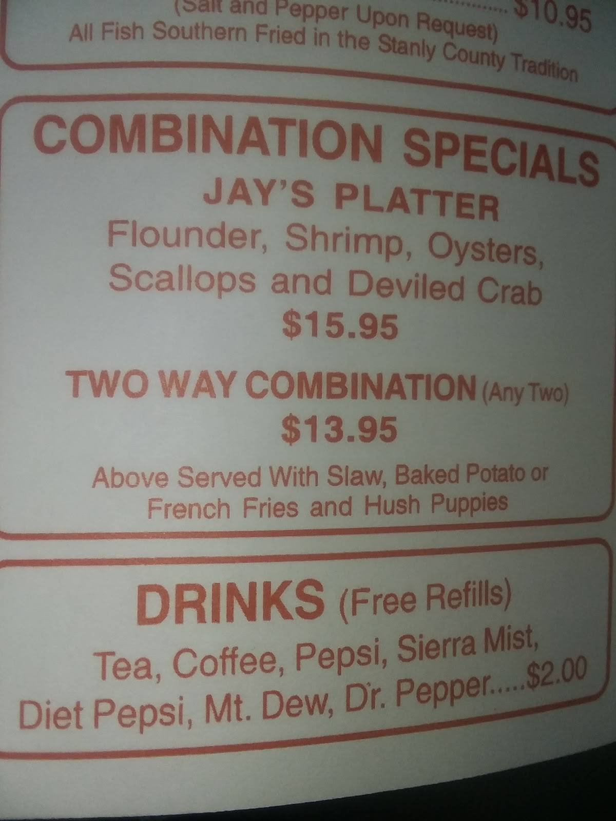 Menu at Jay's Downtowner Restaurant, Albemarle