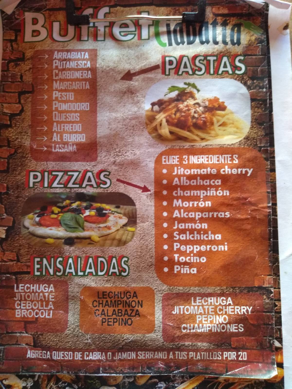 Carta del restaurante La Ciabatta Buffet Italiano Suc. Americana ...